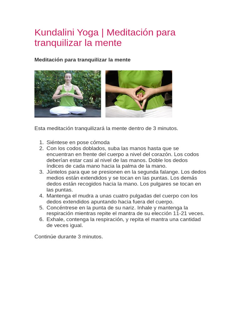Meditación Kundalini para la Mente | PDF