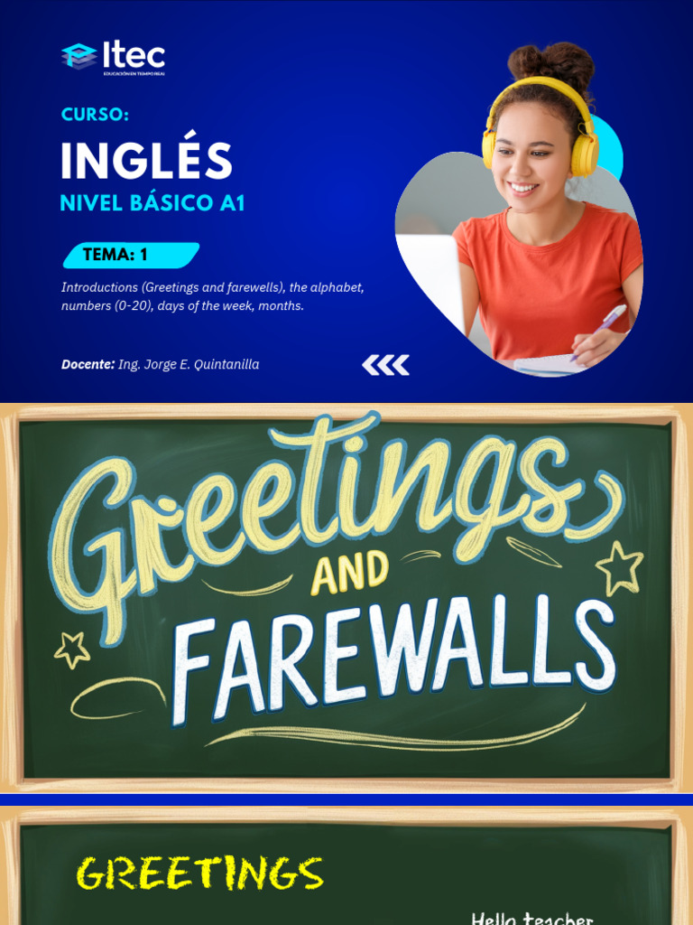 TEMA 1 - Introductions (Greetings and farewells), the alphabet, numbers ...
