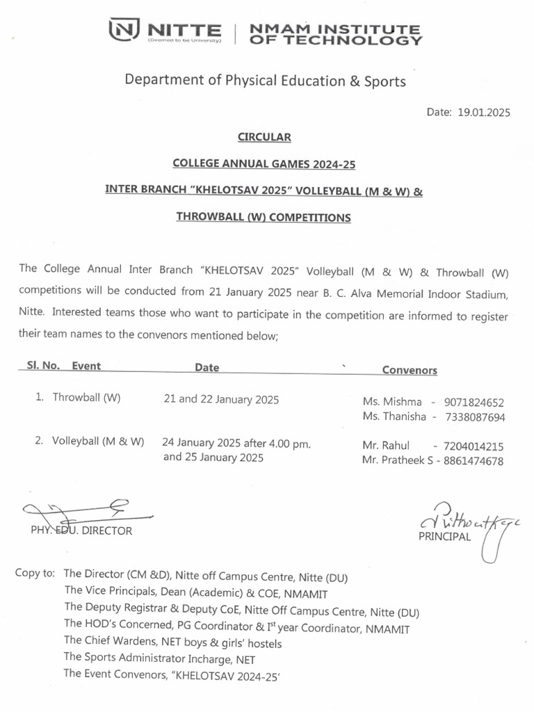 Circular - College Annual Games | PDF