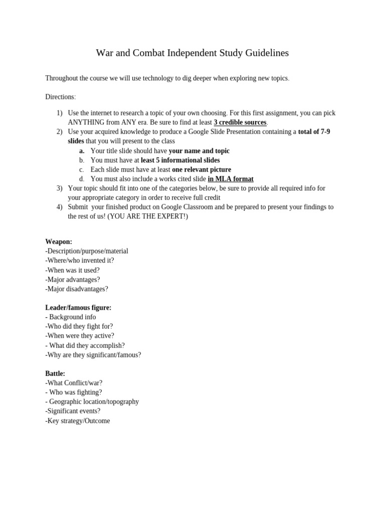 Warfare PPt Instructions | PDF