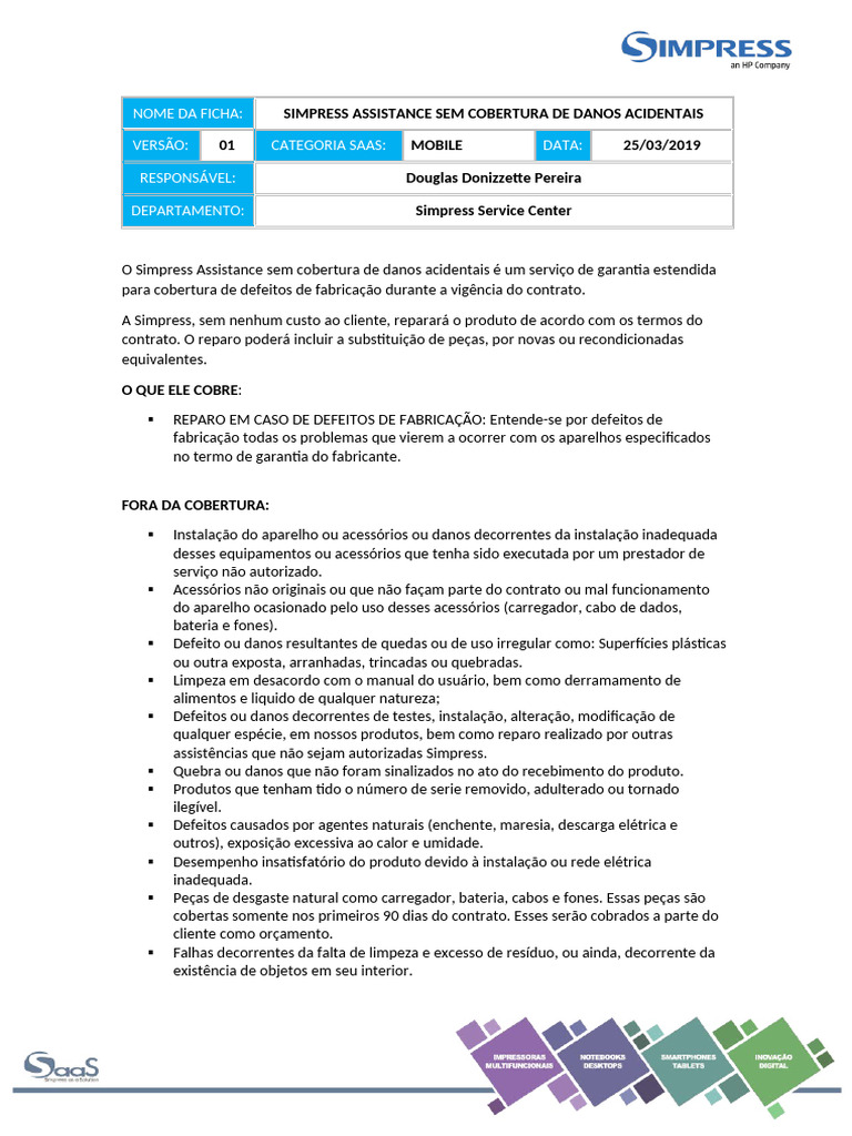 Ficha de Produtos e Solu+º+Áes - Simpress Assistance Sem Cobertura de ...