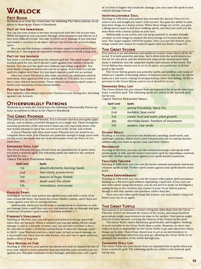 Warlock Pact Boons and Patrons Guide | PDF | D20 System | Gary Gygax Games