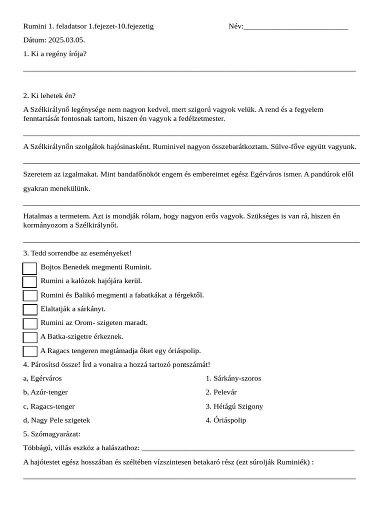 Rumini 1.feladatlap | PDF
