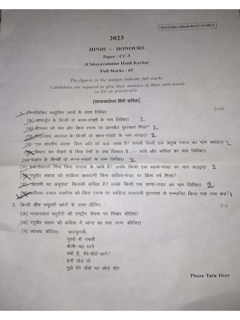 Hindi Sem 3 2023 | PDF