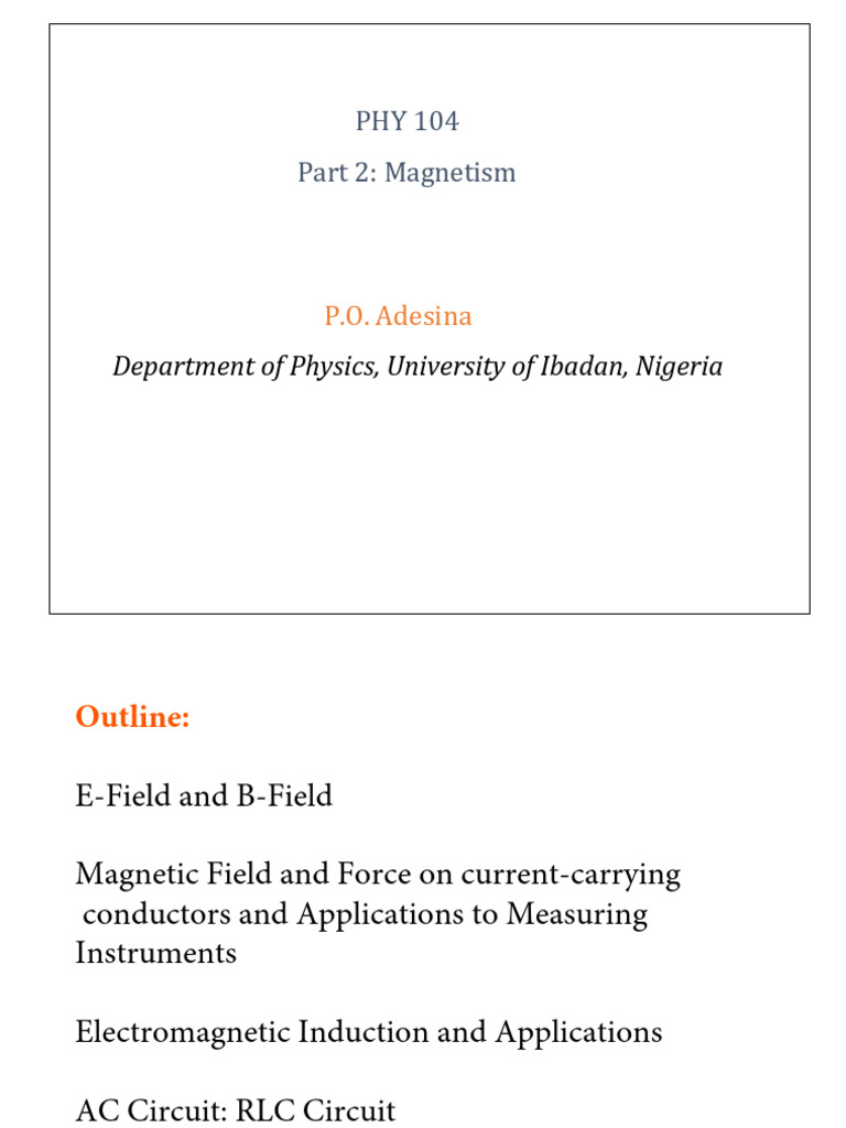 PHY 104 Compressed Final Magnetism | PDF | Electromagnetic Induction ...