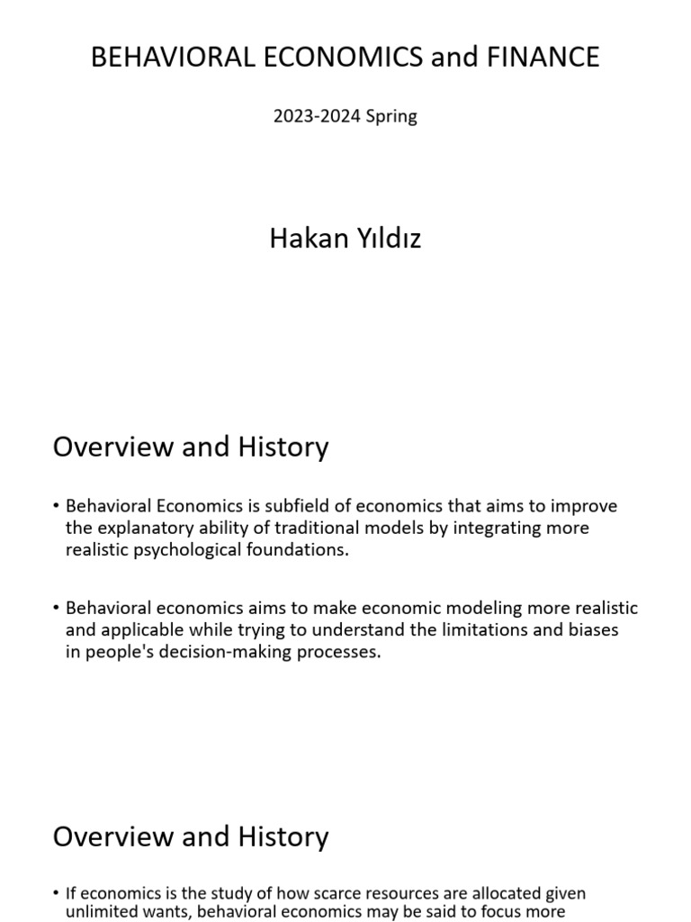 1_Overview and History | PDF | Behavioral Economics | Economic Bubble