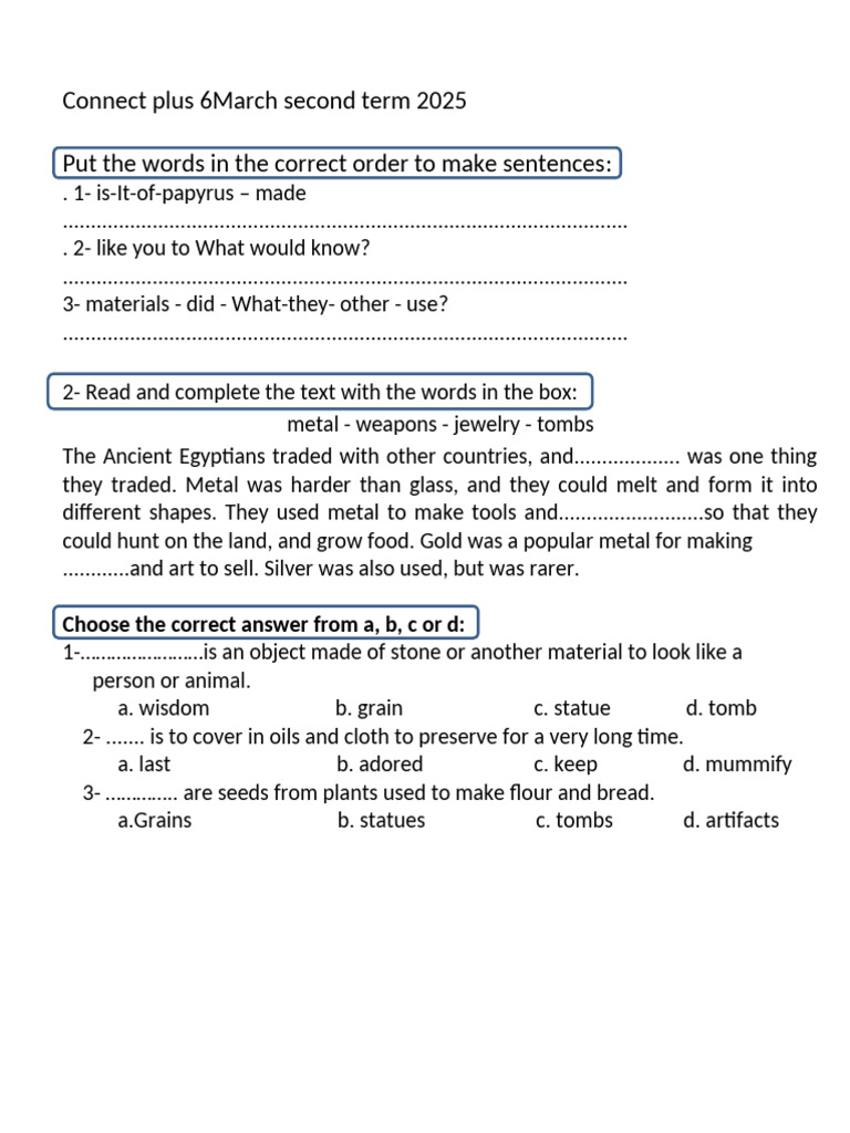 Grade 6 Second Term Connect Plus | PDF