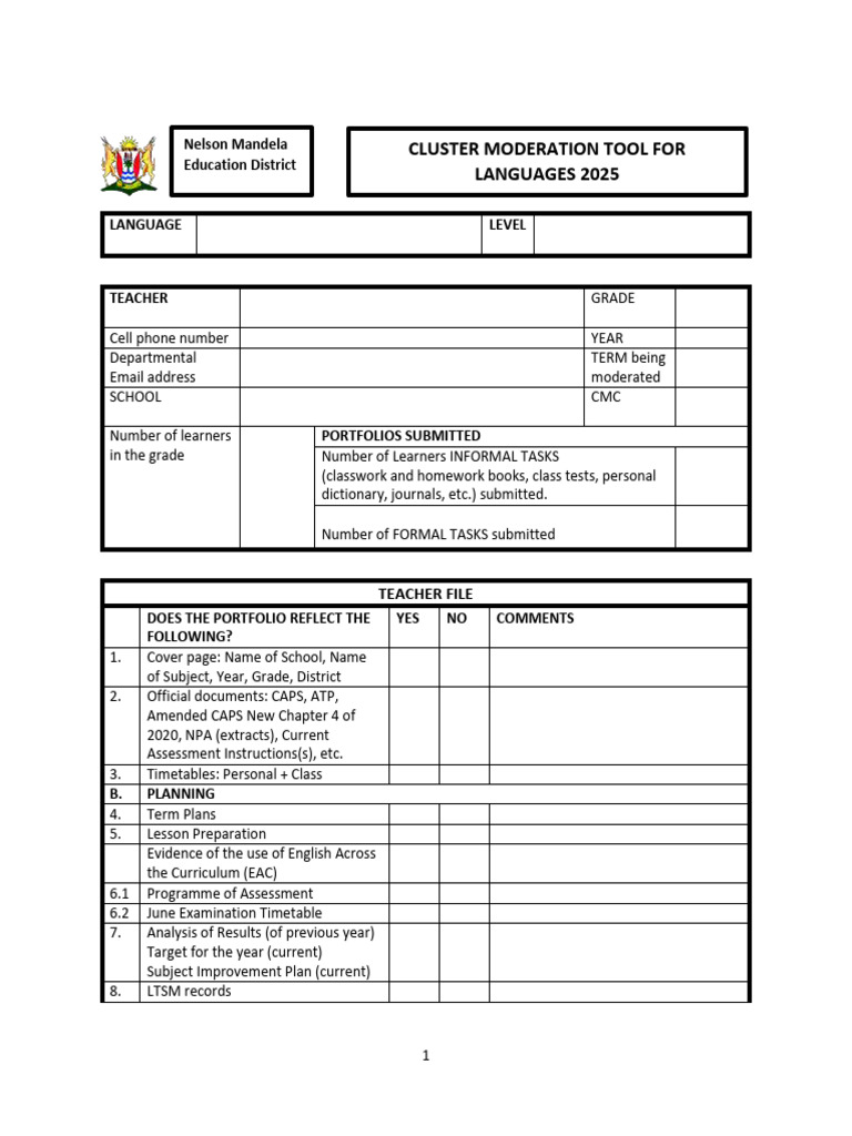 SBA Moderation Tool For Languages 2025 (Teachers) | PDF | Reading ...