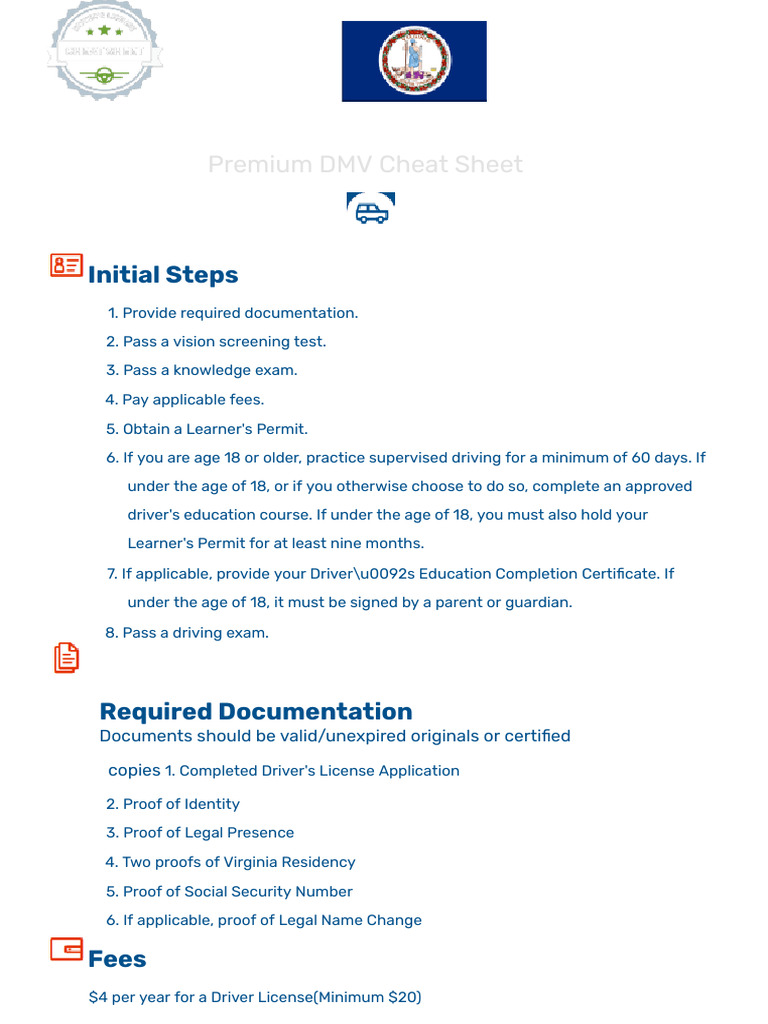 DMV Cheat Sheet Virginia en Car Premium | PDF | Traffic Light | Traffic