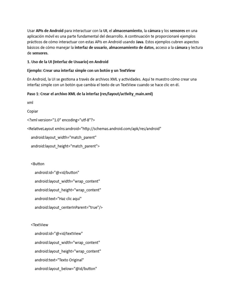 Usar APIs de Android para Interactuar Con La UI | PDF | Java (lenguaje de programación ...