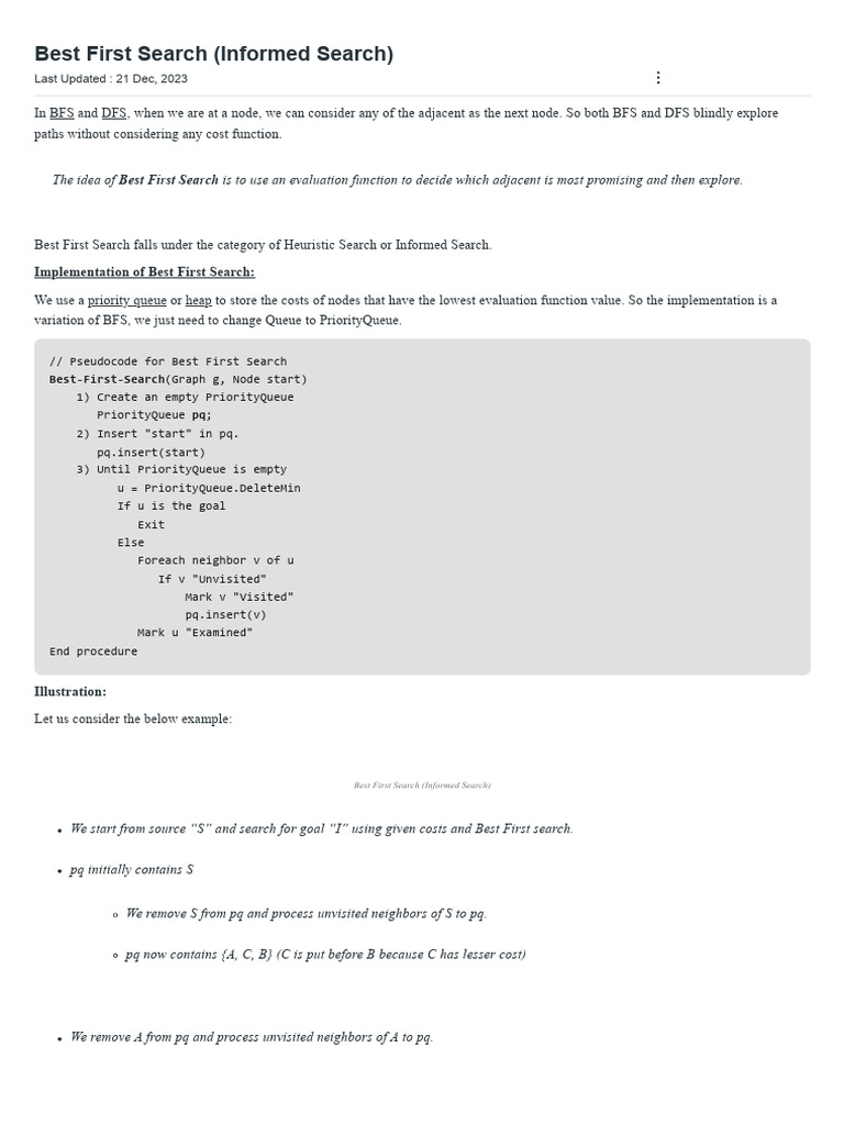 Best First Search Algorithm Guide | PDF | Computer Programming | Discrete Mathematics