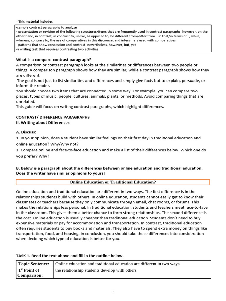 202 WHO 1A Compare Contrast Diff ST | PDF | Educational Technology | Sports