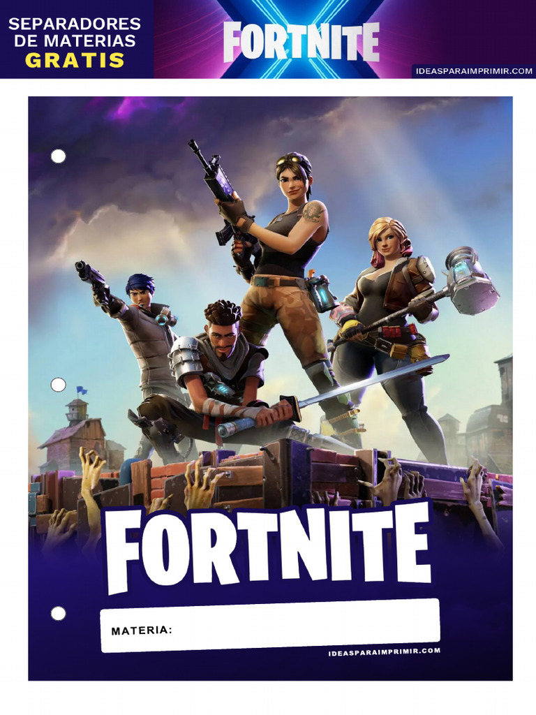 Separador de Materias para Carpeta Fortnite 4 | PDF