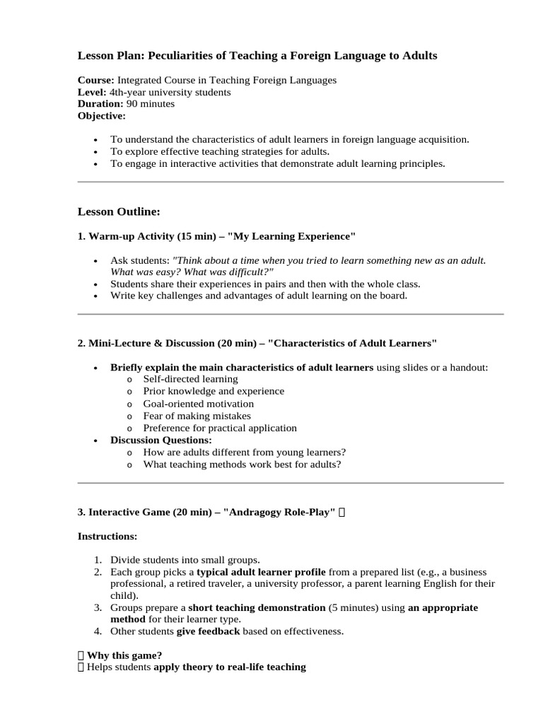 Teaching Adults Foreign Languages | PDF | Learning | Foreign Language