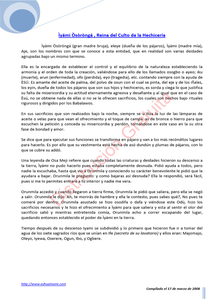 Iyami Osoronga | PDF | Brujería