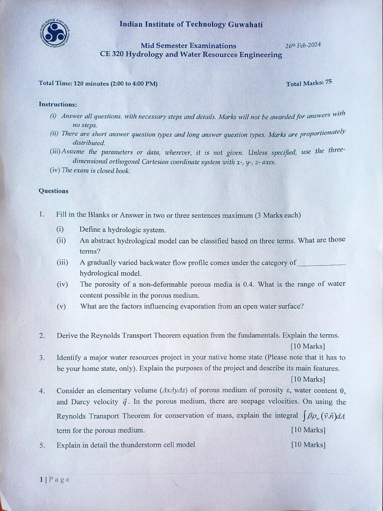 Hydrology MidSem | PDF