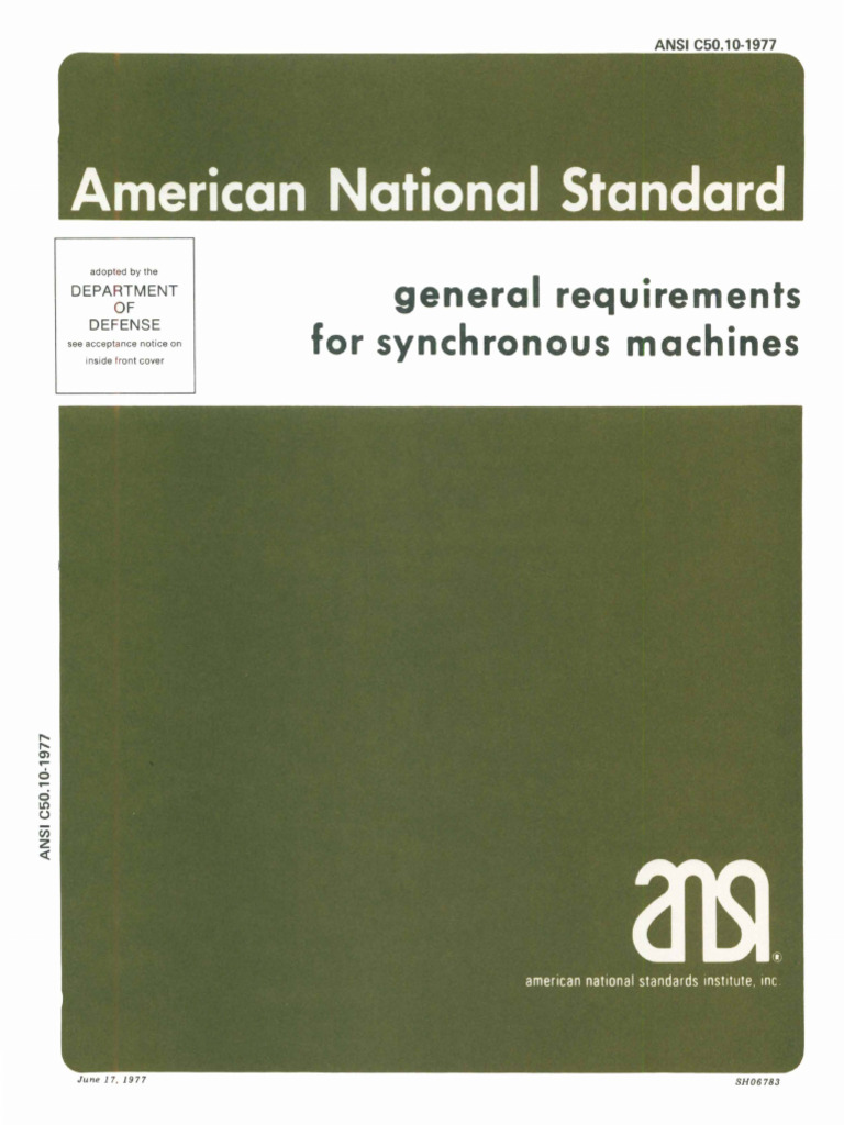 ANSI C50.10-1977 General Requirements for Synchronous Machines | PDF ...