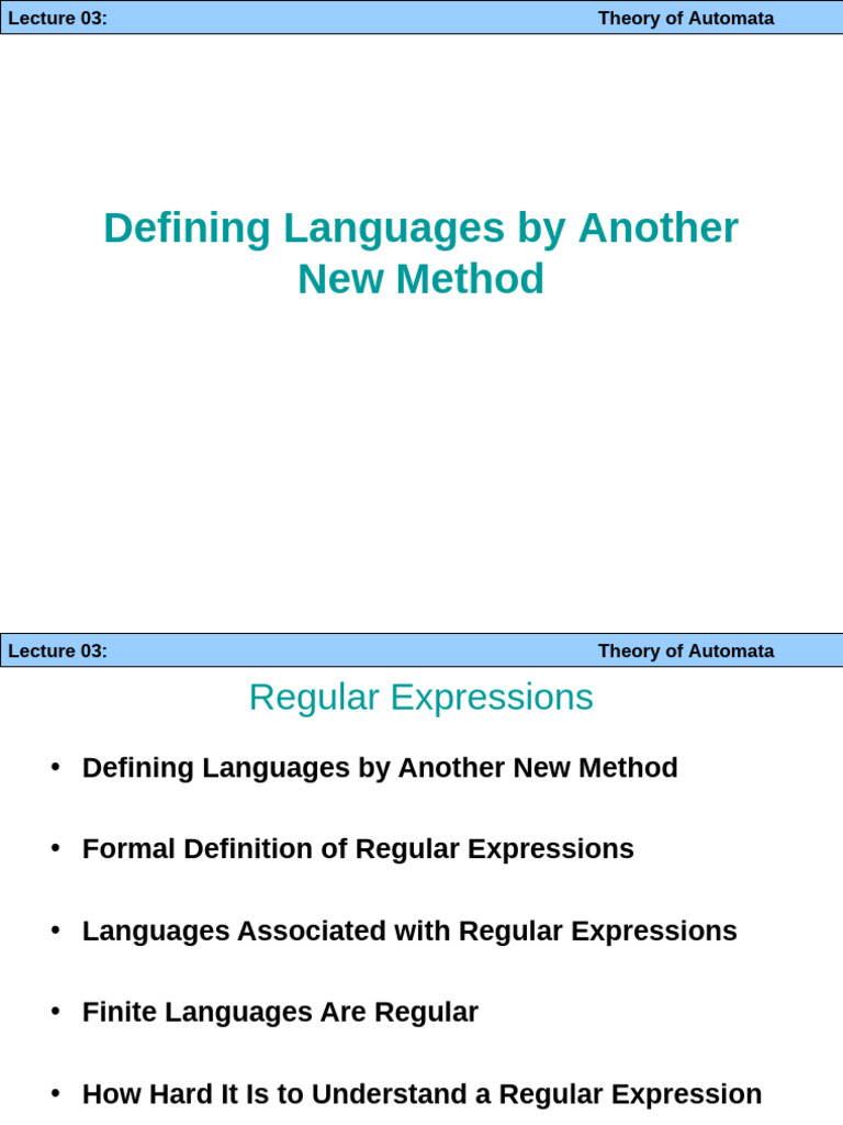 Lec 03-Regular Expression | PDF | Regular Expression | Linguistics