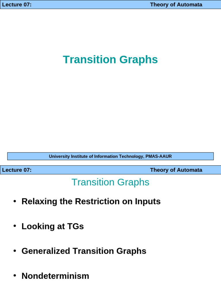 Lec 07-Transition Graphs | PDF | Automata Theory | Theoretical Computer Science