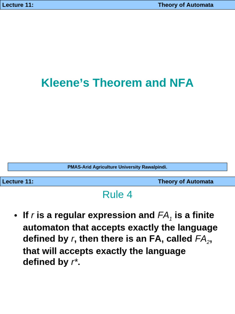 Lec 11-Kleens Theorem NFA | PDF | Theory Of Computation | Theoretical Computer Science