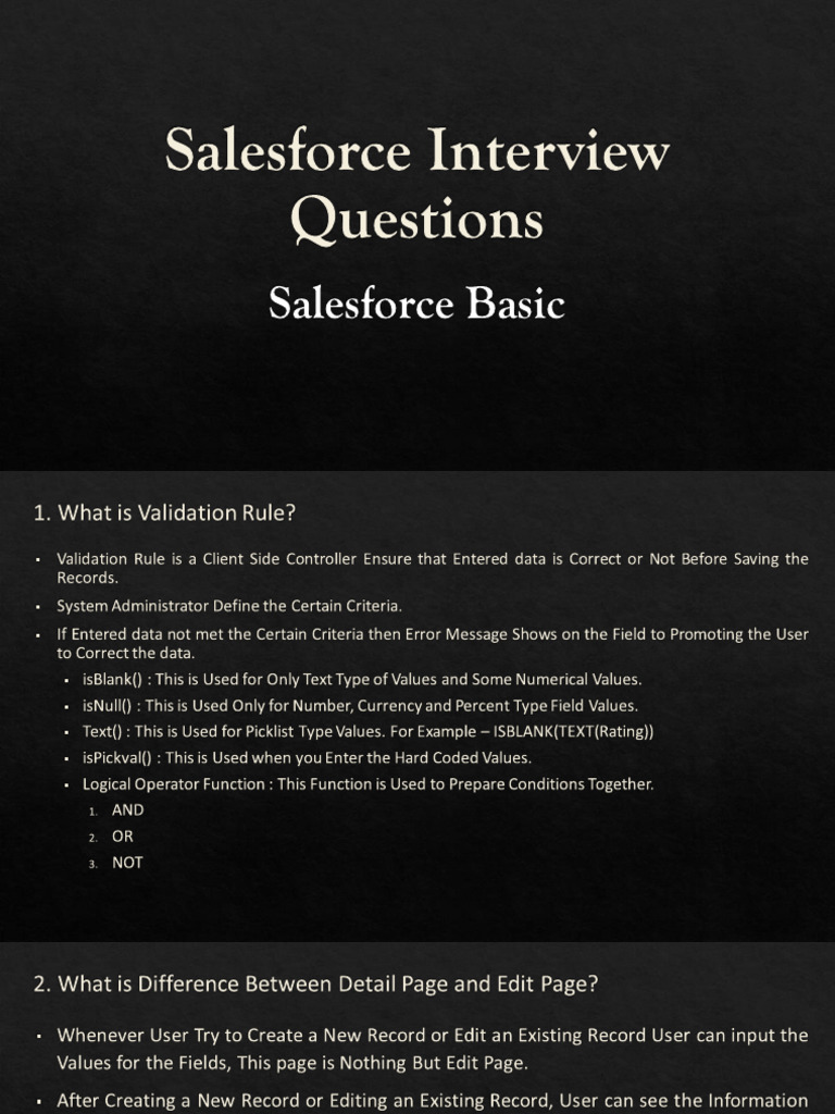 basic Salesforce Interview | PDF | Software Development | Computer Engineering