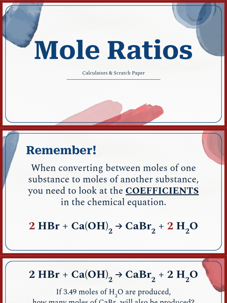 Mole Ratios Class Practice | PDF