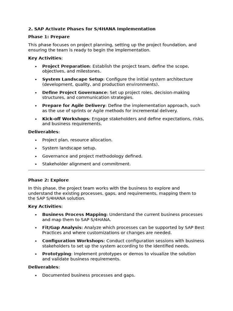 SAP S/4HANA Implementation Phases Guide | PDF | Agile Software ...