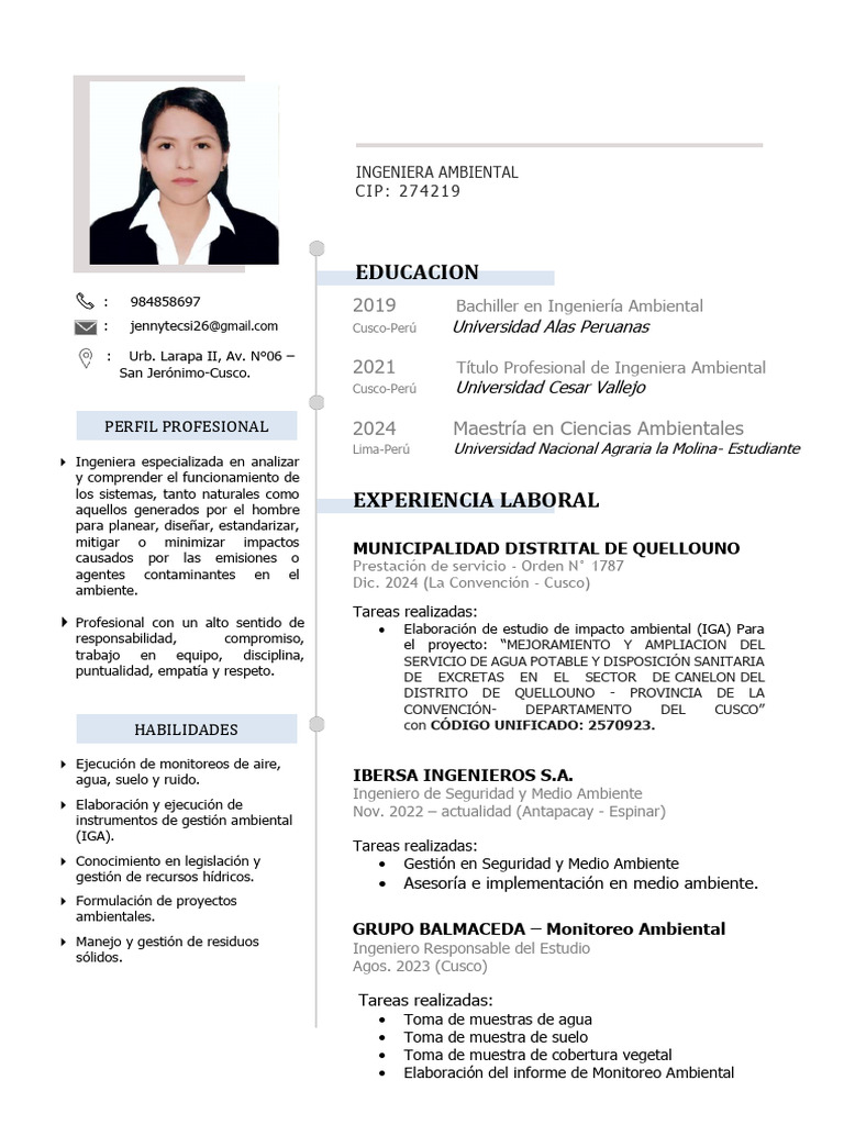 CV Jenny Tecsi | PDF | Entorno natural