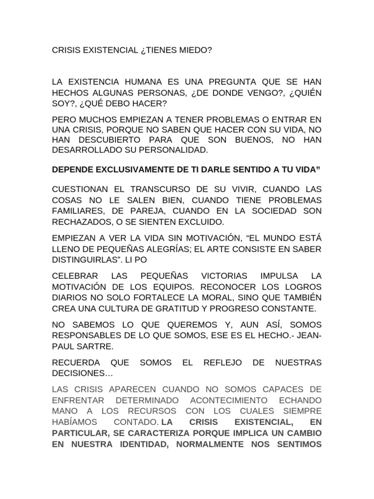 Superando la Crisis Existencial | PDF | Existencialismo | Motivación
