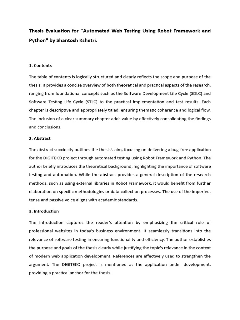 Thesis Evaluation For Automated Web Testing Using Robot Framework And 5073