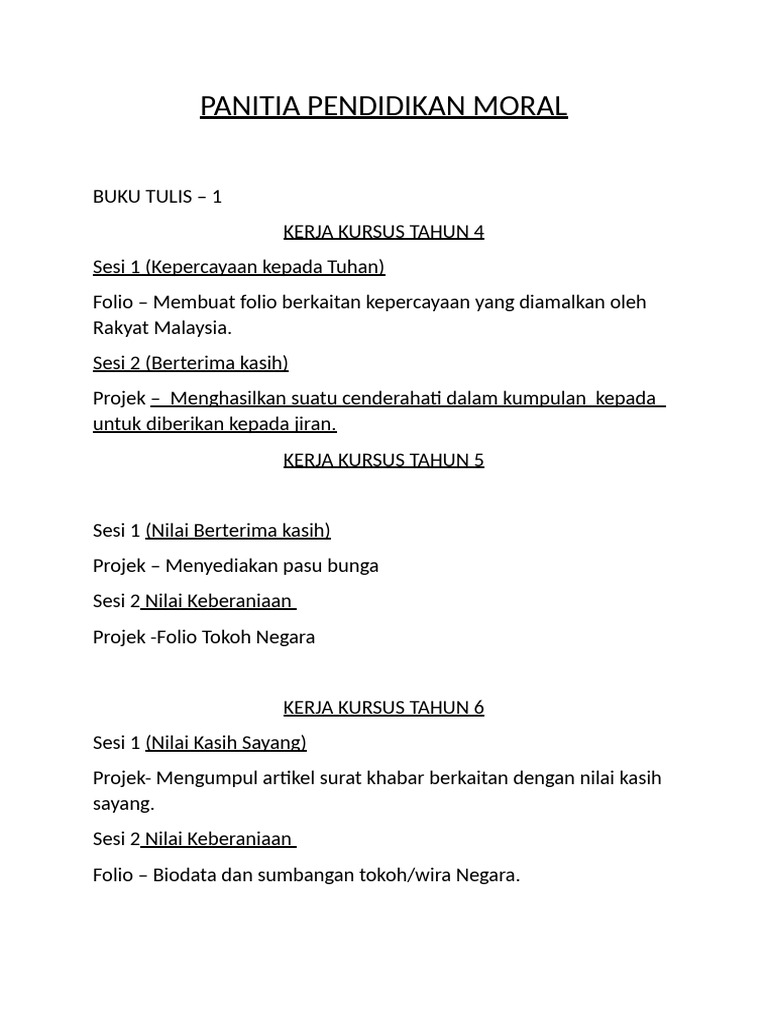 Panitia Pendidikan Moral | PDF