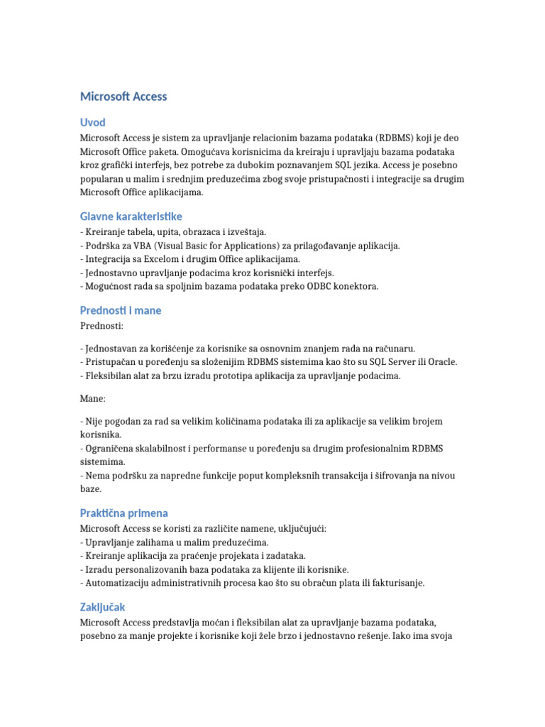 Microsoft Access Izvestaj 2 | PDF