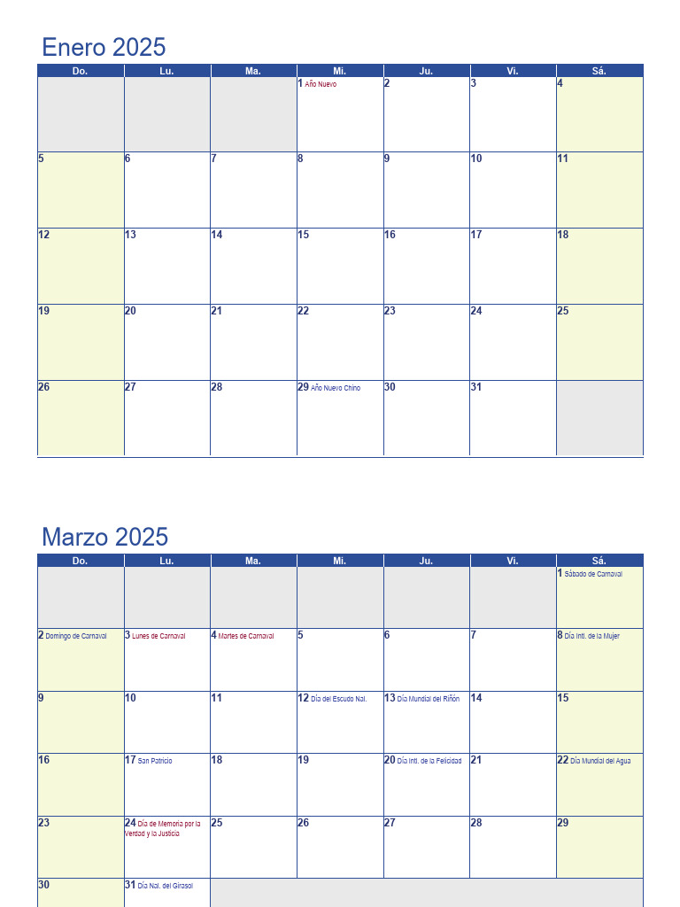 Calendario de Festividades 2025 | PDF