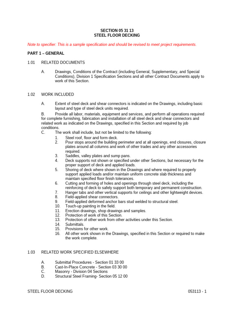 Specification Text ASSET DOC LOC 2627244 | PDF | Sheet Metal | Welding