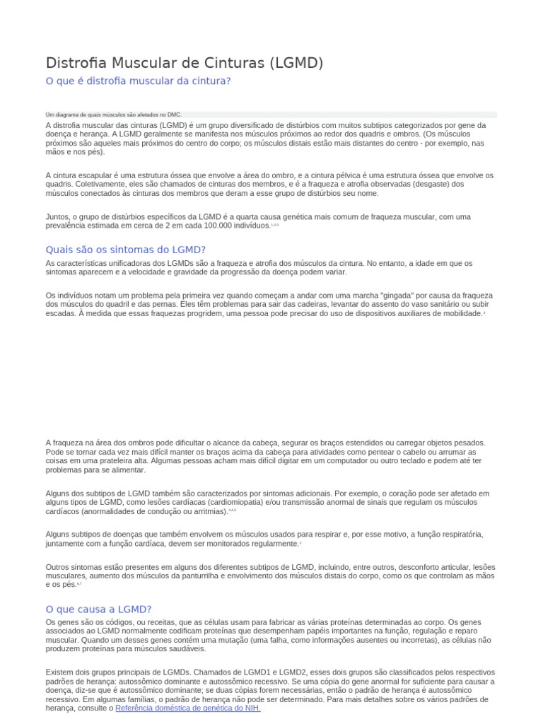 Distrofia Muscular de Cinturas: Sintomas e Causas | PDF | Distrofia ...