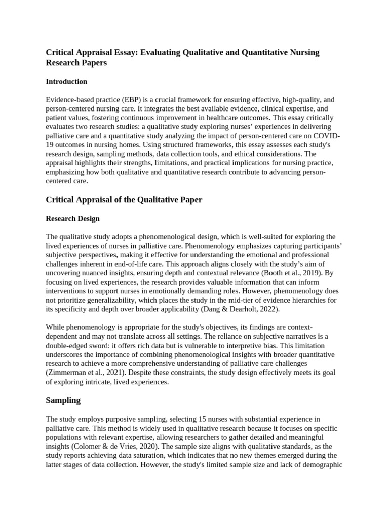 Evaluating Nursing Research Methods | PDF | Qualitative Research ...