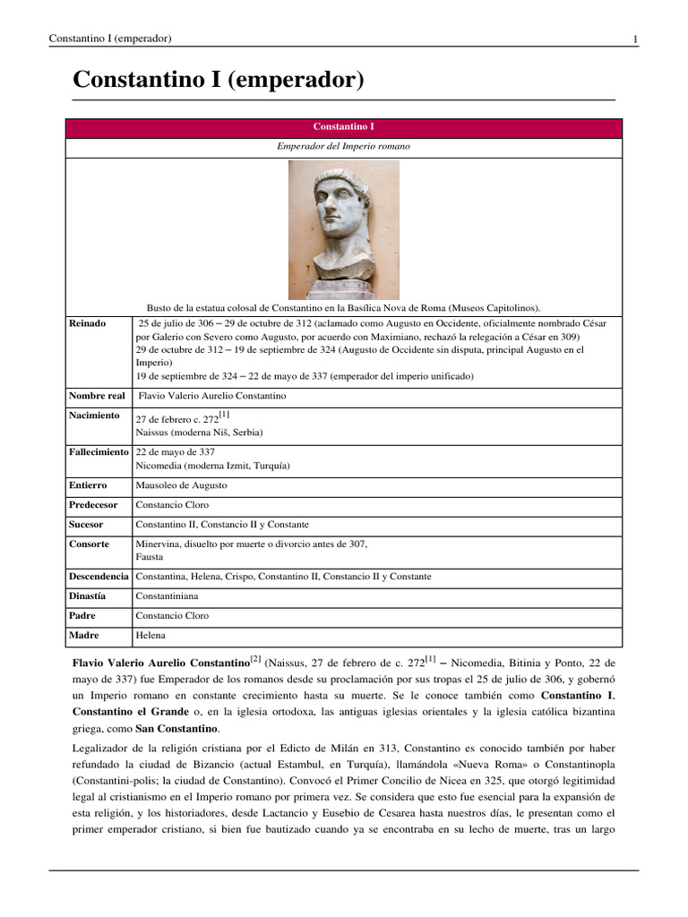 Emperador Constantino I: Vida y Legado | PDF | Constantino el grande ...