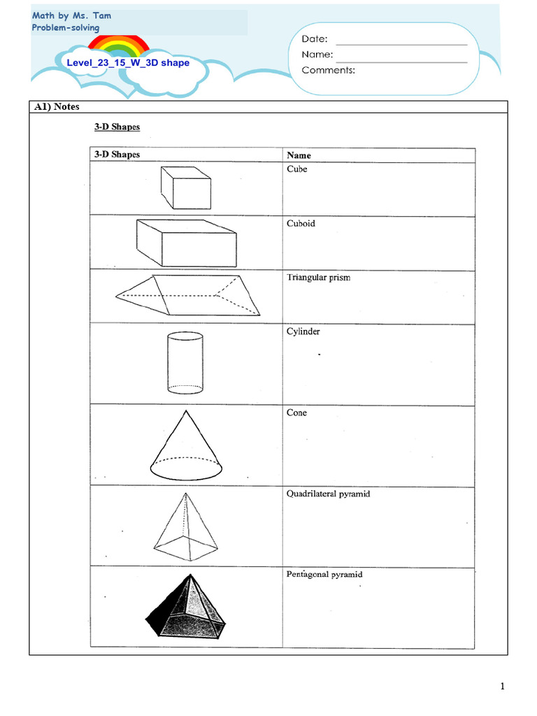 Level 23 15 W 3D Shape (P5) Key | PDF | Shape | Triangle