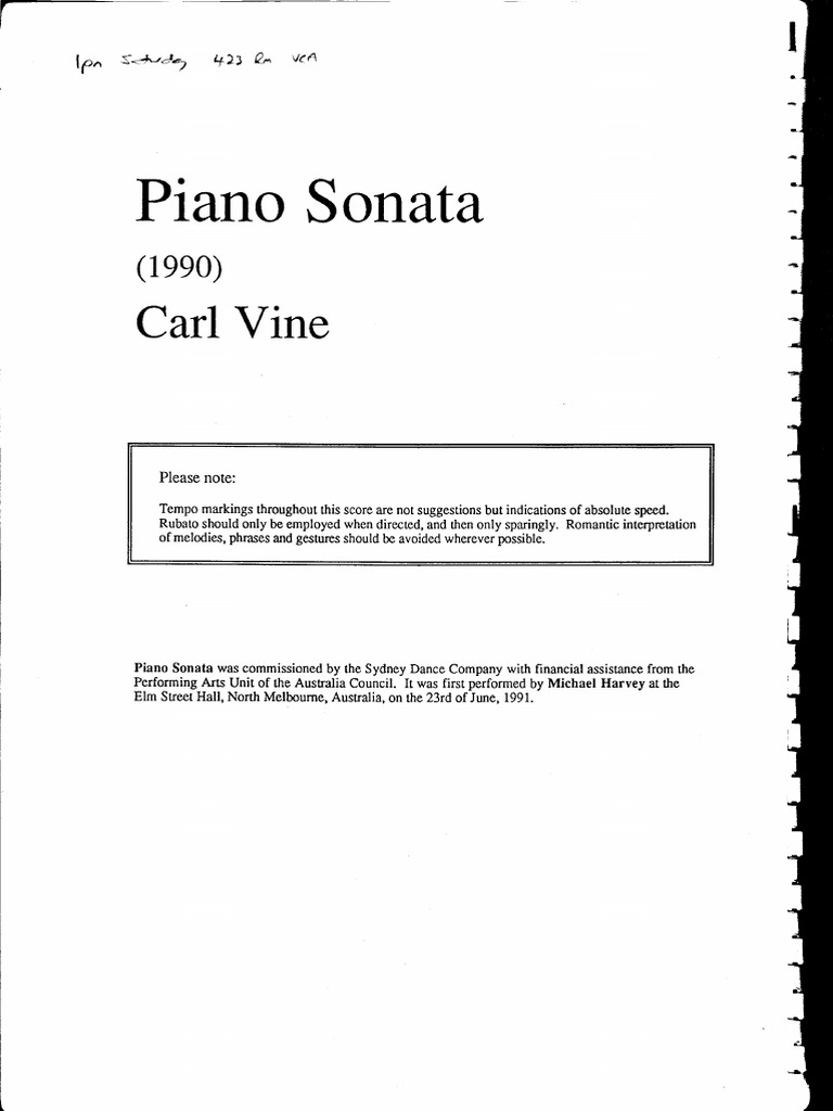 VINE Sonate Pour Piano No. 1 | PDF