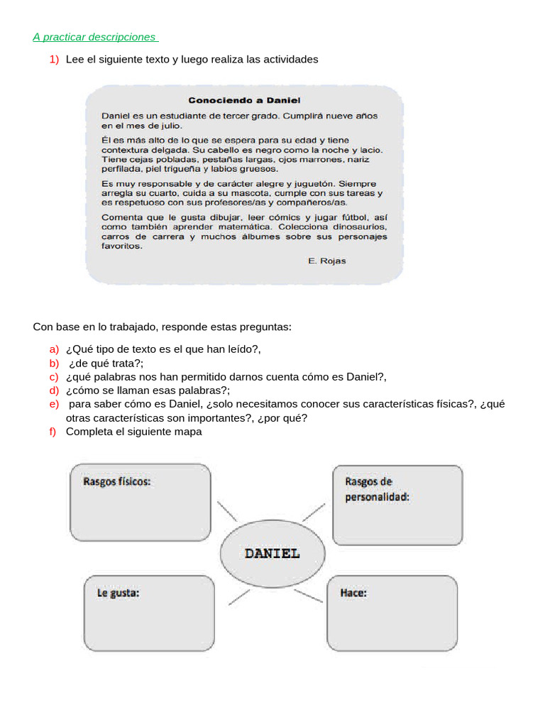 Práctica de Descripciones Textuales | PDF