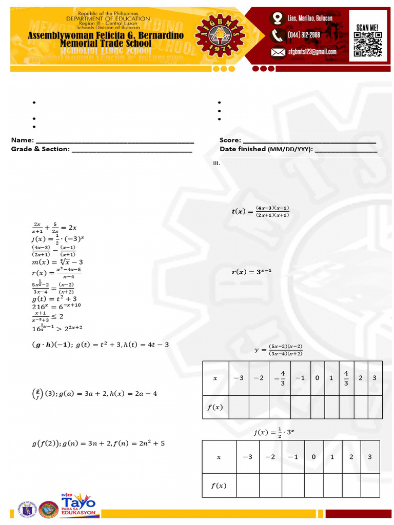 General Mathematics Performance Task | PDF | Function (Mathematics ...