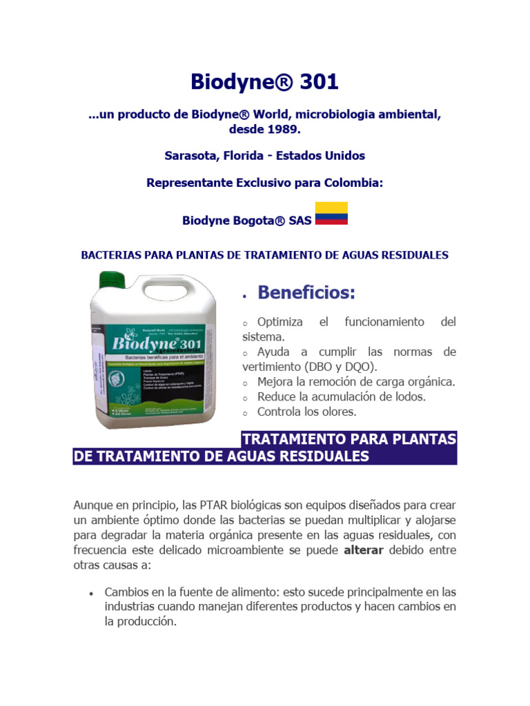 Biodyne-Ficha Tecnica | PDF | Aguas residuales | Tratamiento de aguas ...