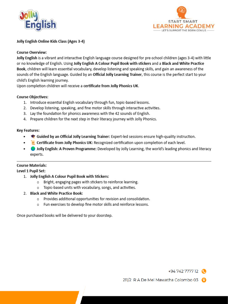 Jolly English Course for Preschoolers | PDF | Phonics | Learning