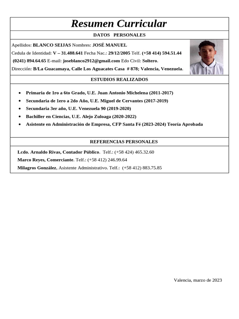 Jose Manuel Curriculum | PDF