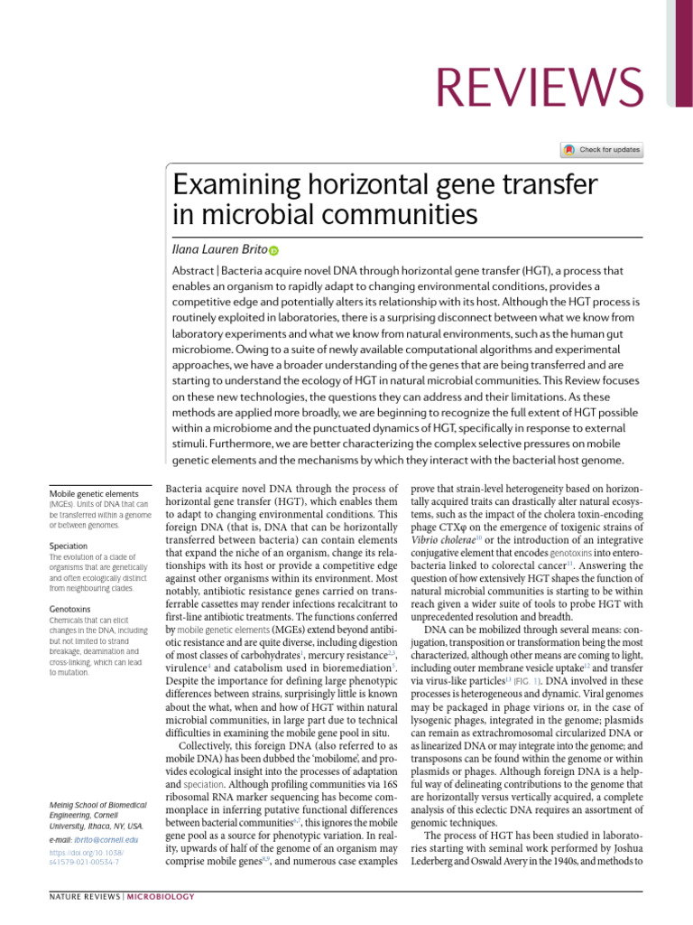 Understanding Horizontal Gene Transfer in Microbes | PDF | Dna ...