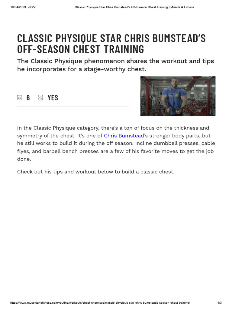 Classic Physique Star Chris Bumstead's Off-Season Chest Training ...