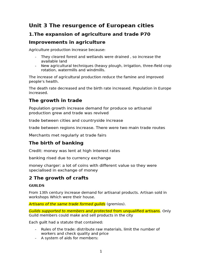 Resurgence of European Cities: Growth & Trade | PDF | Guild | Middle Ages