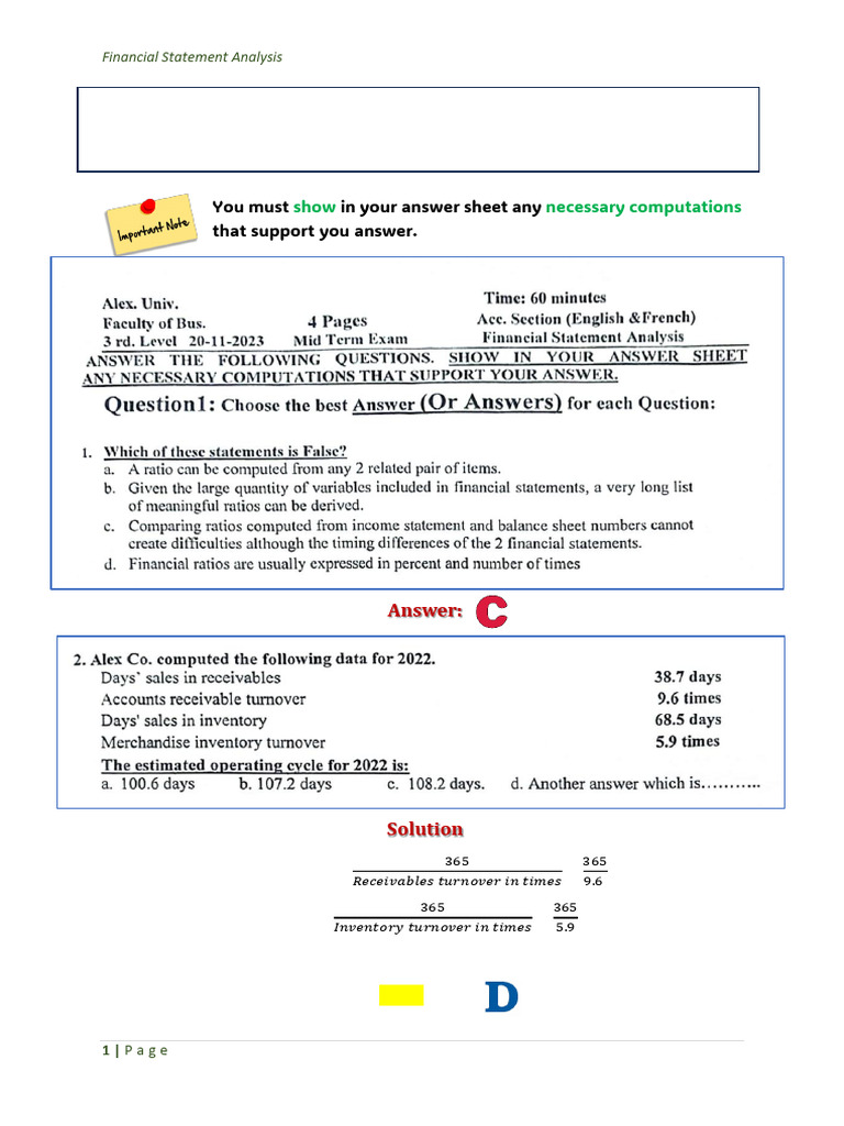 Finance Exam Review Guide | PDF | Equity (Finance) | Financial ...