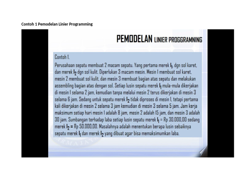 Contoh 1 Pemodelan Linier Programming | PDF