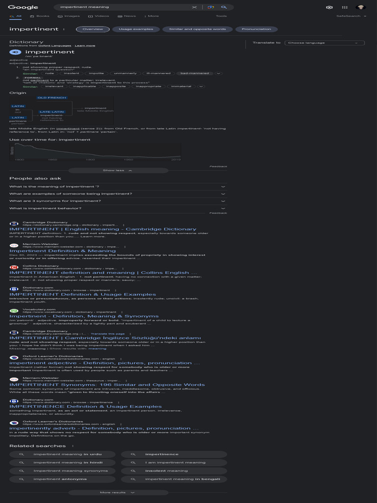 Impertinent Meaning - Google Search | PDF | Dictionary | Linguistics